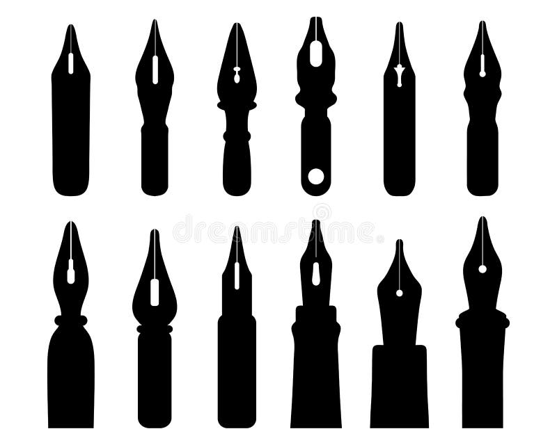 Old ink pen nibs stock illustration. Illustration of sign - 58044102