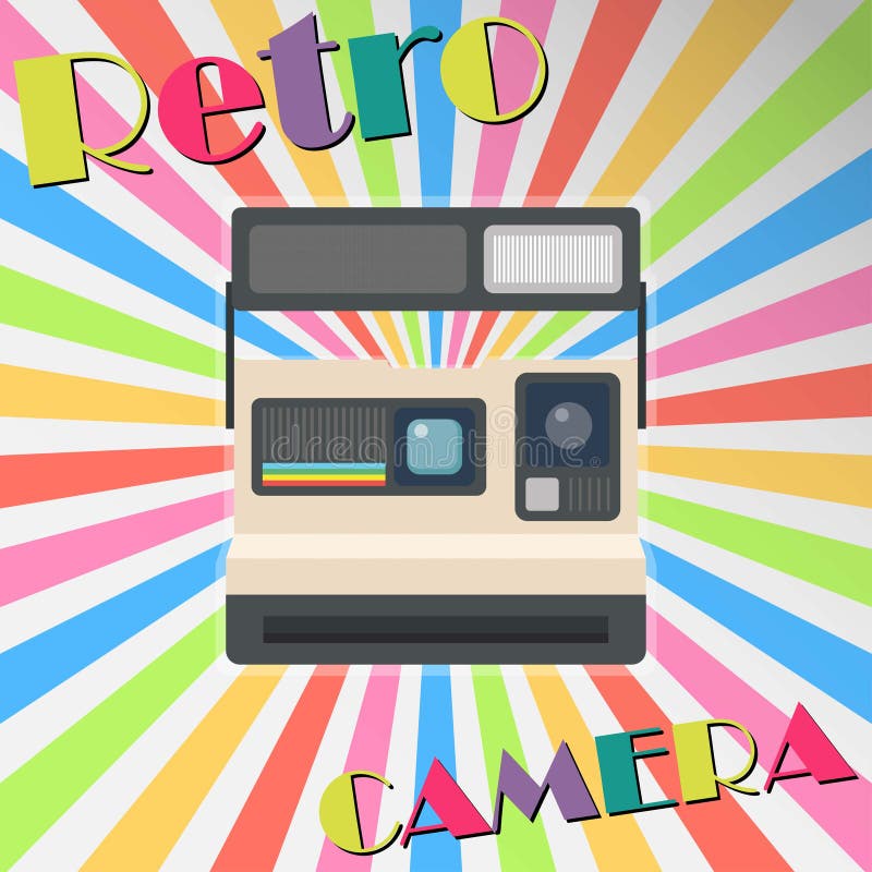 Old Instant Camera with Flash and the Text â€œretro Cameraâ€ Stock ...