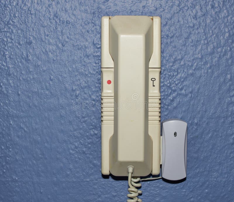 Old intercom on a wall stock image. Image of apartmen - 200684937