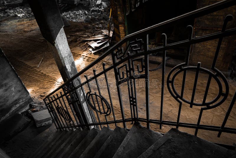 Old Iron Banister in a Factory Waiting for Dismolition Stock Photo ...