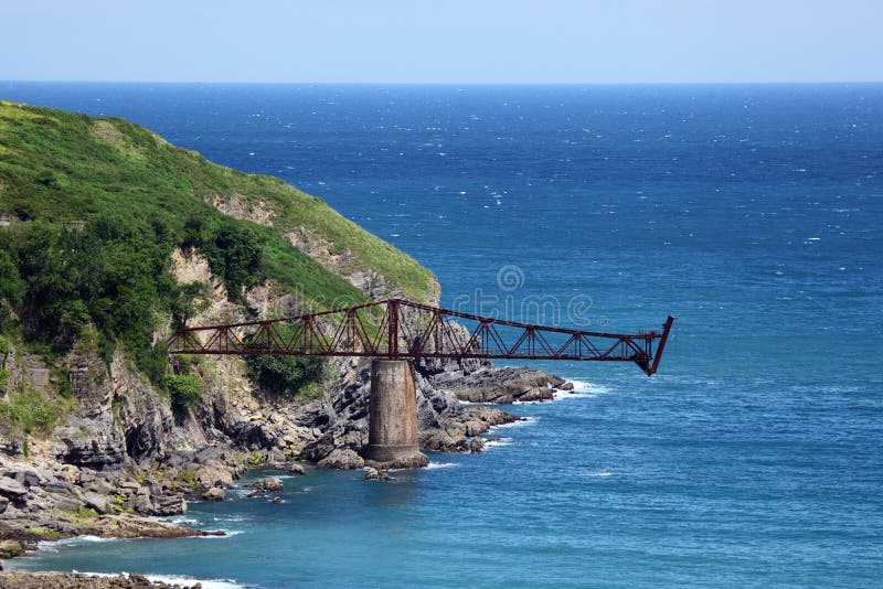 Old Iron Bridge at the Atlantic Ocean Coast Stock Photo - Image of ...