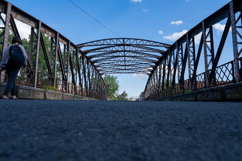 Old Iron Bridge Over the River, Timisoara, Bega, Romania Editorial ...