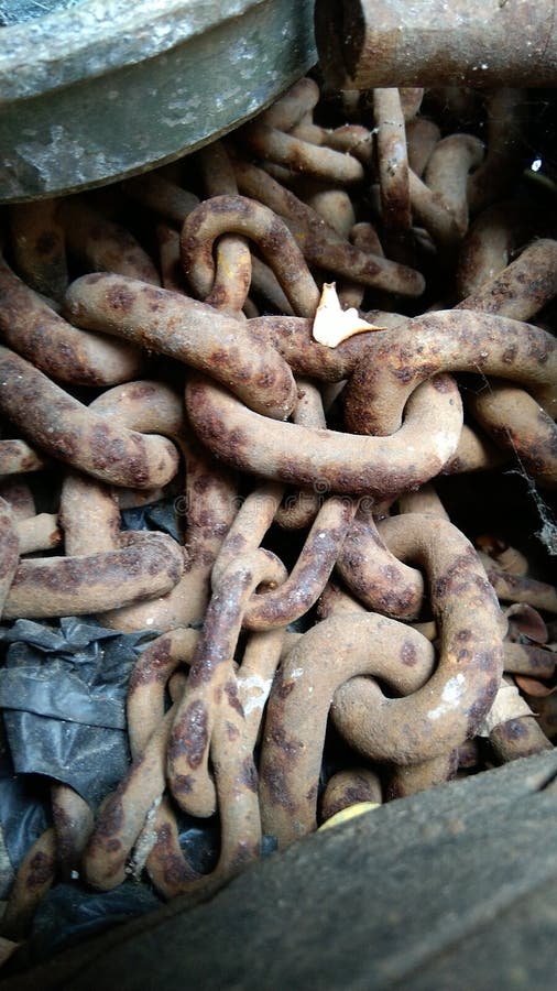 Old Iron Chain Covered in Rust Stock Image - Image of iron, chain ...