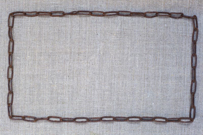Old Iron Chain Lies on Burlap Stock Image - Image of parts, cloth ...
