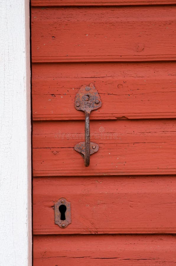 Old iron doorhandle stock photo. Image of redpainted - 24002480