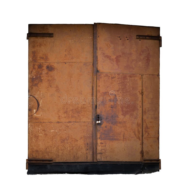 Old Iron Doors Isolated on White Background. Rusty Doors Stock Photo ...