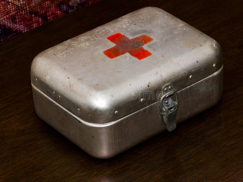 Old Iron First Aid Box with Red Cross Editorial Stock Image - Image of ...