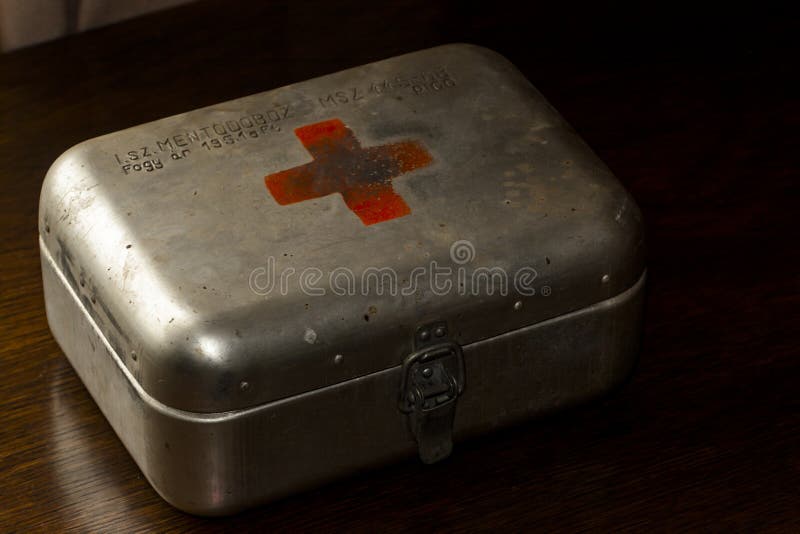 Old Iron First Aid Box with Red Cross Editorial Stock Image - Image of ...