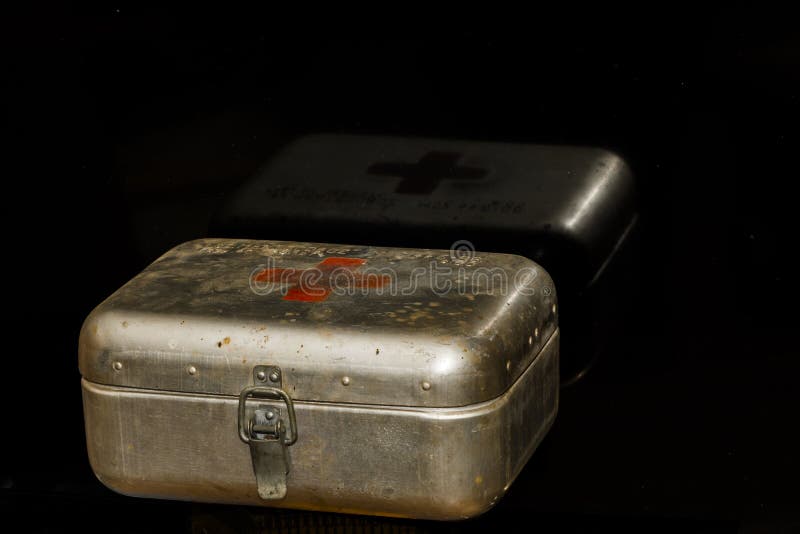 Old Iron First Aid Box with Red Cross Editorial Photography - Image of ...