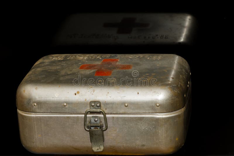 Old Iron First Aid Box with Red Cross Editorial Stock Photo - Image of ...