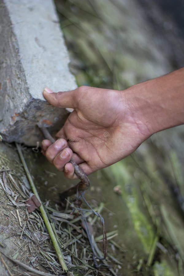 An Old Iron Handle is Held by a Human Hand Stock Photo - Image of ...