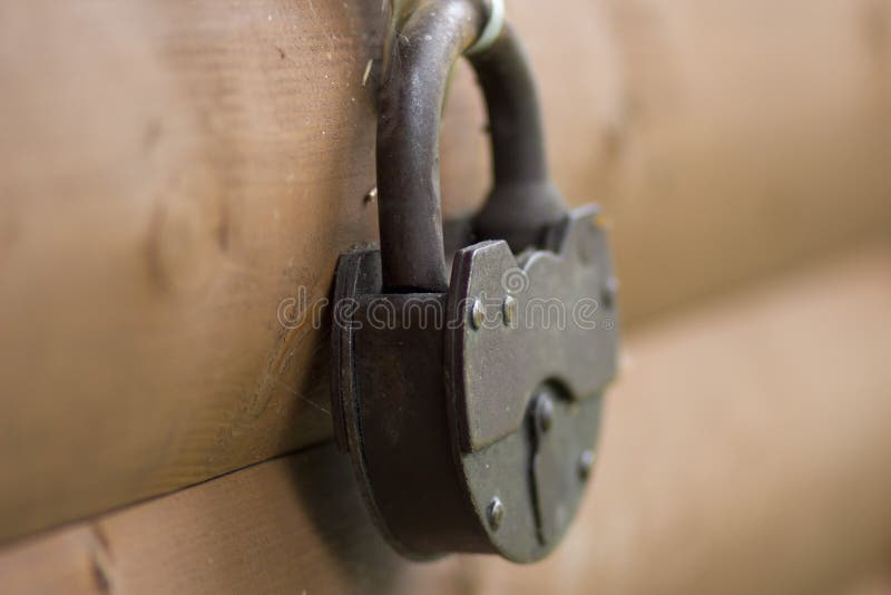 Old Iron Hinged Barn Retro Lock Closed Stock Photo - Image of lock ...