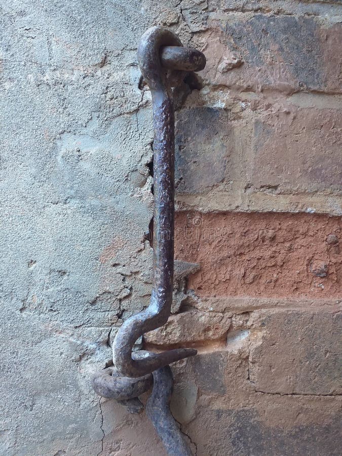 Old Iron Hooks on Broken Red Brick Wall. Caribbean Construction Stock ...