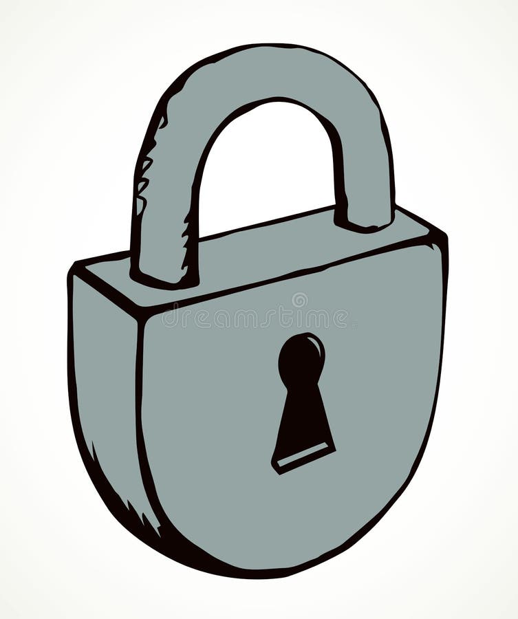 Old Iron Lock. Vector Drawing Stock Vector - Illustration of cartoon ...