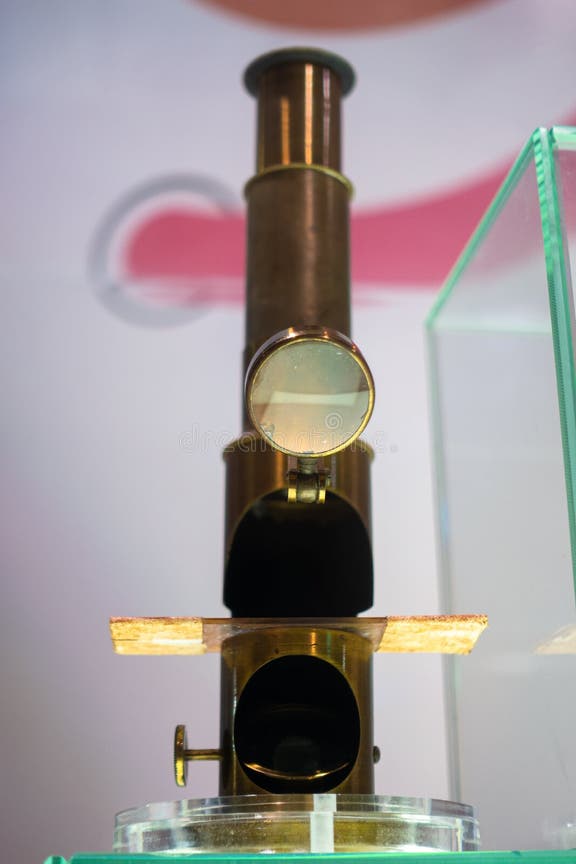 Old Iron Microscope with Magnifying Lenses Stock Photo - Image of ...