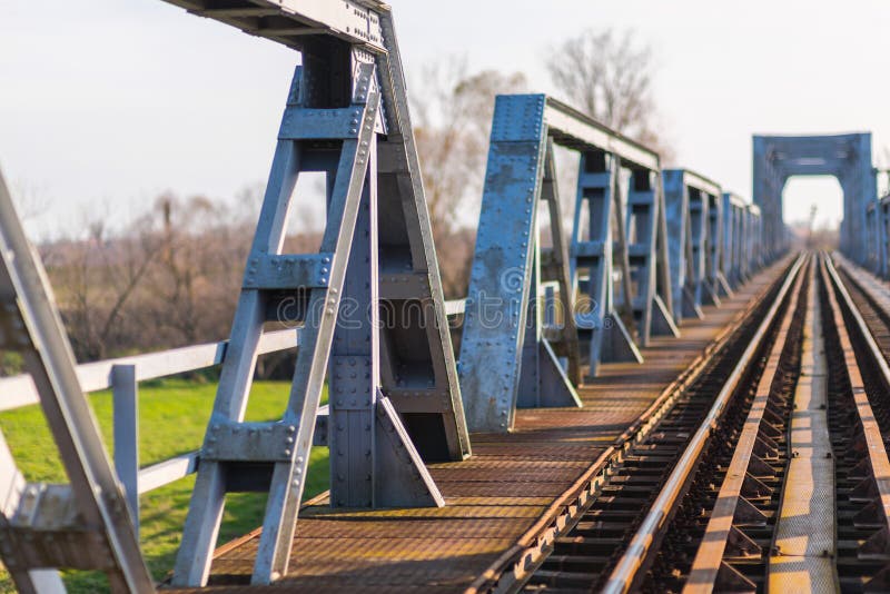 Old Iron Railroad Bridge in Remote Rural Area in Europe Stock Photo ...