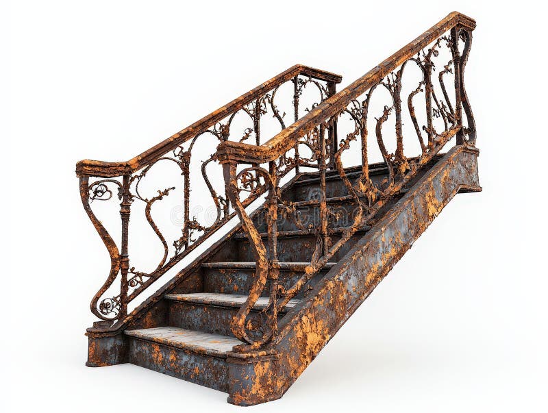 Old Iron Staircase with Wrought Iron Railing in a Historic Building ...