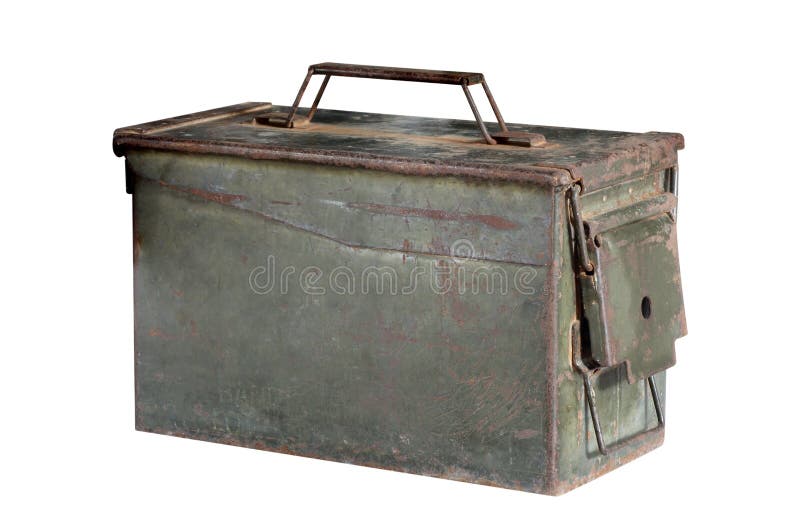 Old Iron Toolbox with Handheld Isolated on White Stock Photo - Image of ...