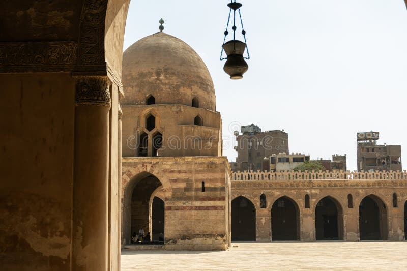 Old Islamic Mosque of Ibn Tulun in the Cairo, Egypt. Stock Photo ...