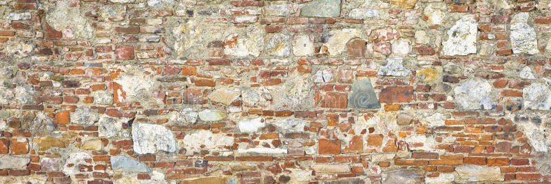 OLD ITALIAN EXPOSED BRICK and STONE WALL without Protective Plaster ...