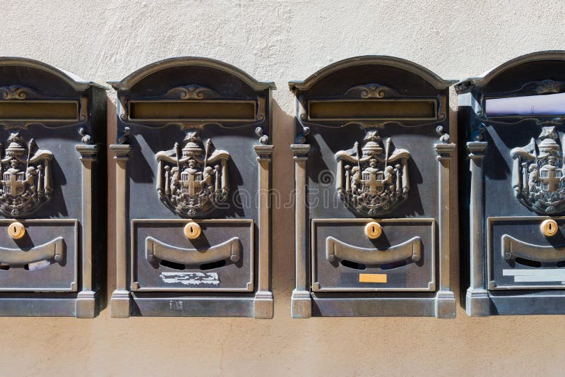 Old Italian mailboxes stock photo. Image of mail, classic - 89375852