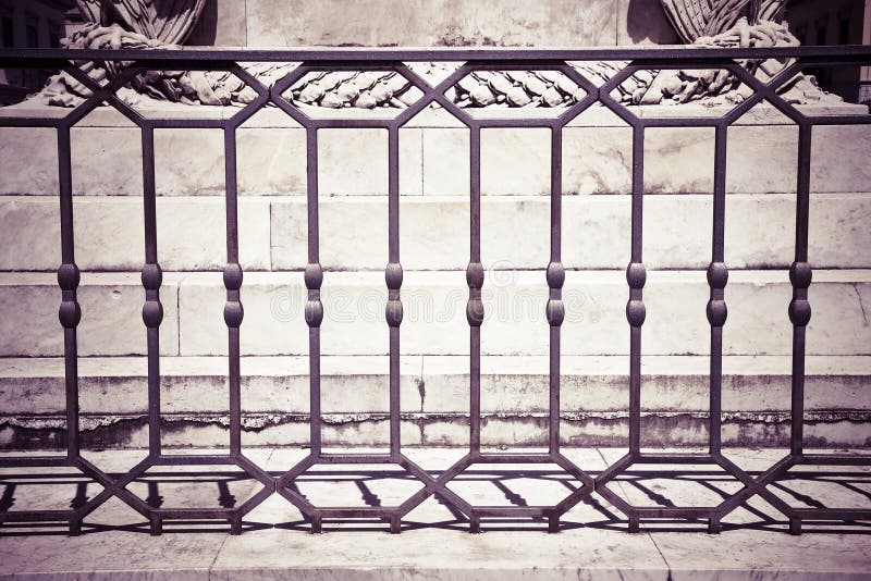 Old Italian Wrought Iron Railing with Geometric Designs -toned Stock ...