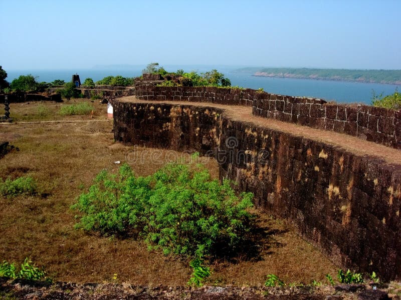 Old Jaigad fort wall stock image. Image of path, blue - 6075695