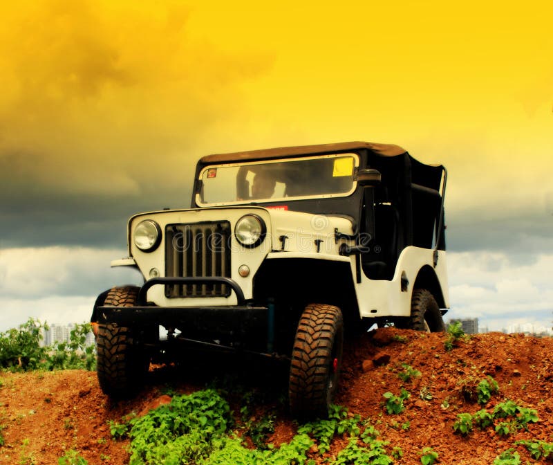 Old Jeep crossing stock image. Image of classic, driver - 86663521