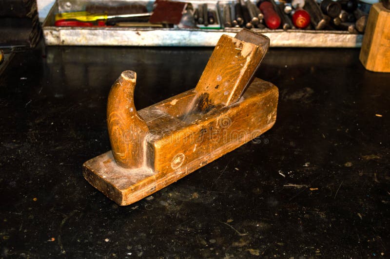 Old Jointer on the Table with Tools Stock Image - Image of manual ...