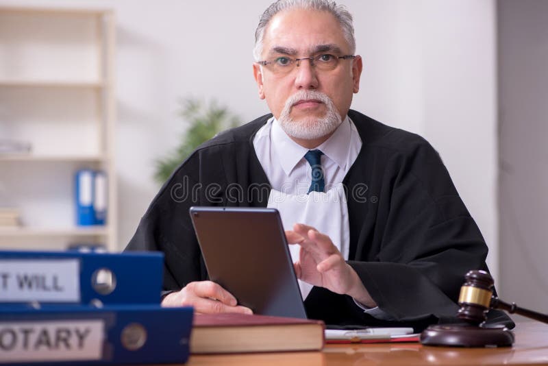 Old Male Judge Working in Courthouse Stock Image - Image of inheritance ...