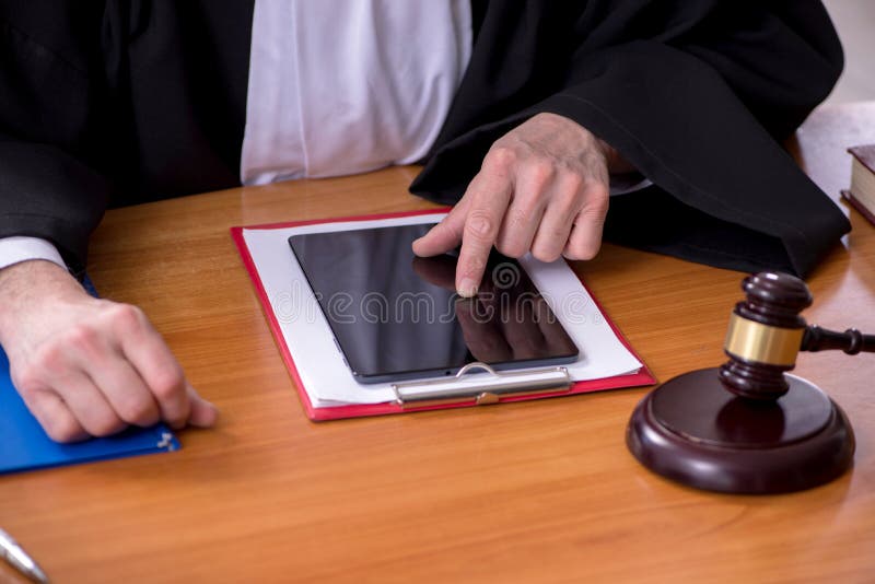 Old Male Judge Working in Courthouse Stock Photo - Image of justice ...