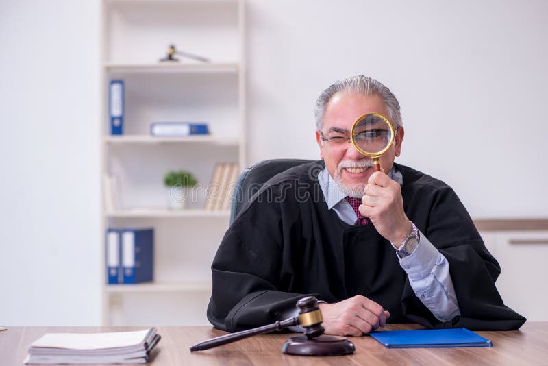 Old Male Judge Working in the Courthouse Stock Image - Image of ...