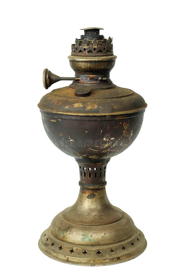 Old Kerosene Lamp on White Background Stock Photo - Image of rusty ...