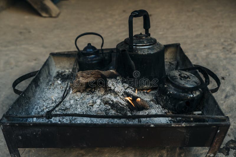 Fireplace kettle stock image. Image of stone, brick, cauldron - 53664747