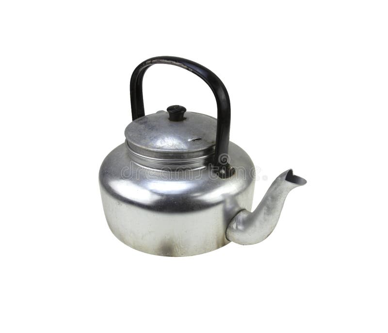 Old Kettle Placed Separately on White Background. Stock Image - Image ...