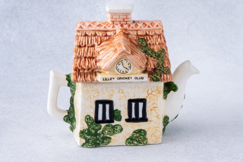 Old Kettle in the Shape of a House. Antique Porcelain Tea Pot. Stock ...