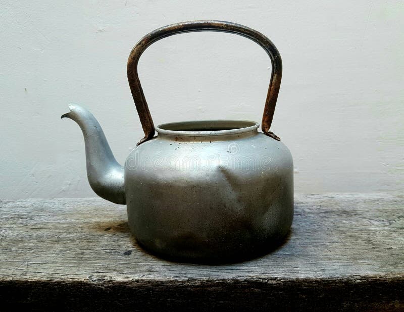 The old kettle stock image. Image of black, wood, light - 75074349