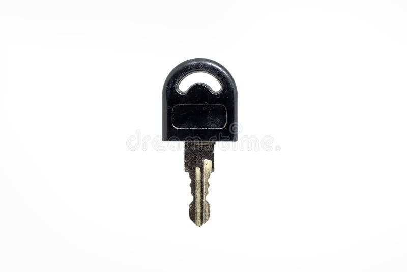 The Old Key with Black Plastic Handle on White Background Stock Image ...