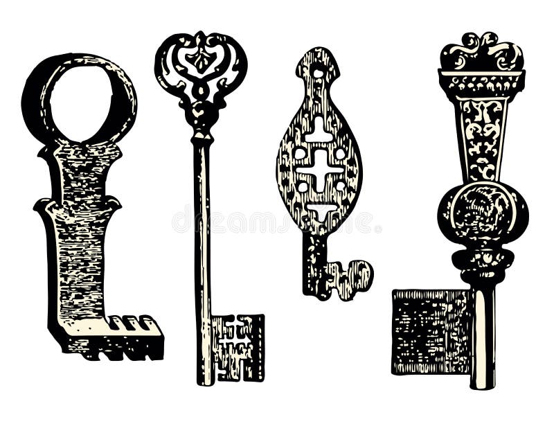 Old key collection stock vector. Illustration of decoration - 35784854