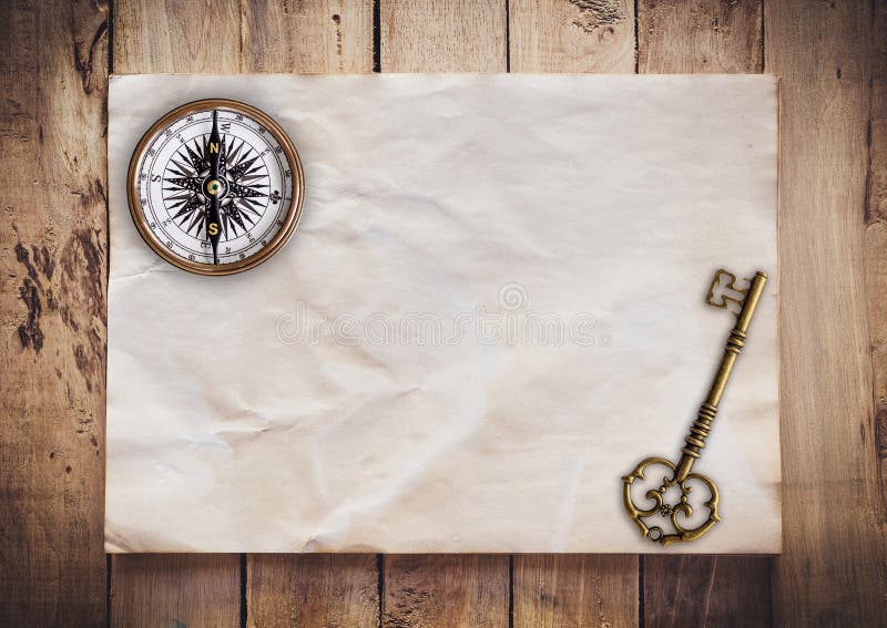 Adventure Decoration with Compass on Old Paper Stock Image - Image of ...