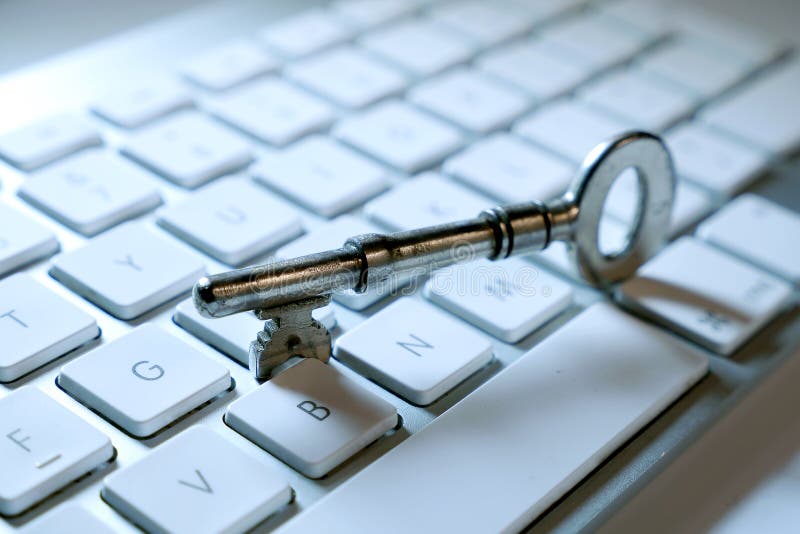 Old Key and on Computer Keyboard Stock Photo - Image of internet ...