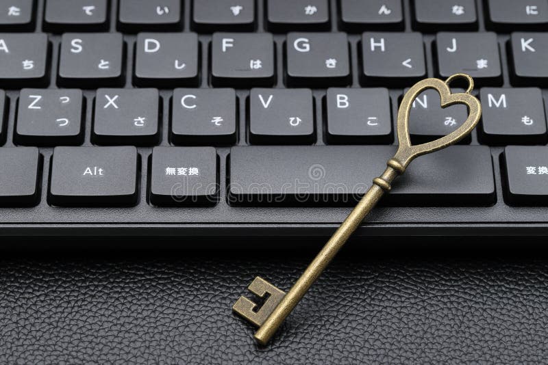 Old Key and Computer Keyboard Stock Image - Image of confidential ...