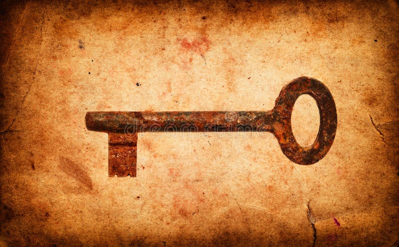 Old Key on Grunge Old Paper Texture Stock Image - Image of dried ...