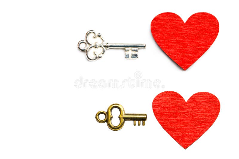 Old Key with a Heart Isolated on White Background Stock Image - Image ...