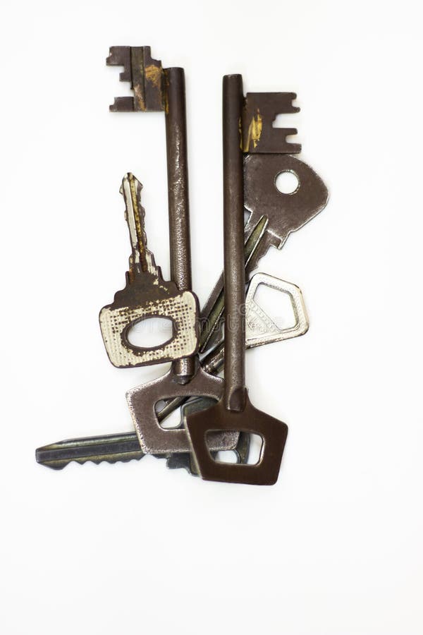 Old Key Isolated. Keys on Table. Ancient Keys, Used for Long Time ...