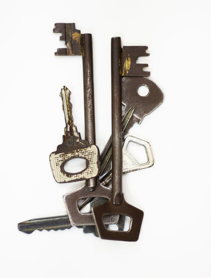 Old Key Isolated. Keys on Table. Ancient Keys, Used for Long Time ...