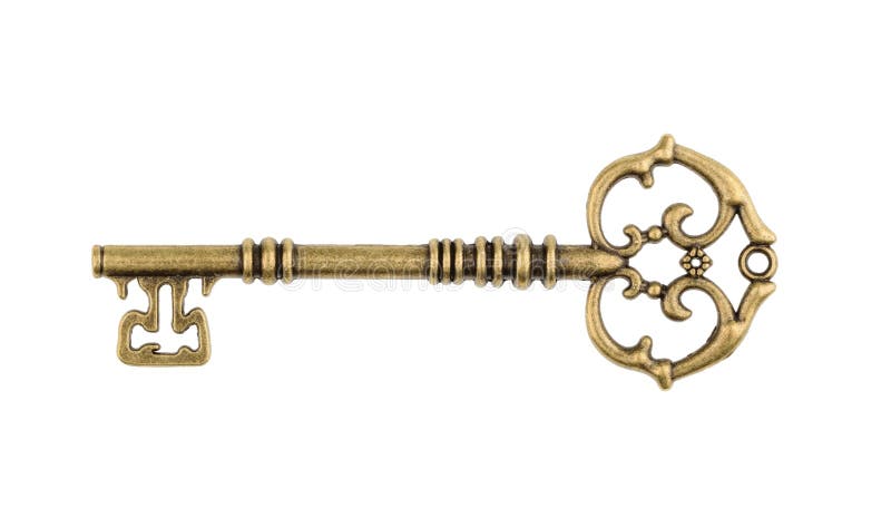 Vintage Fancy Brass Key Isolated Stock Photo - Image of gate, fancy ...