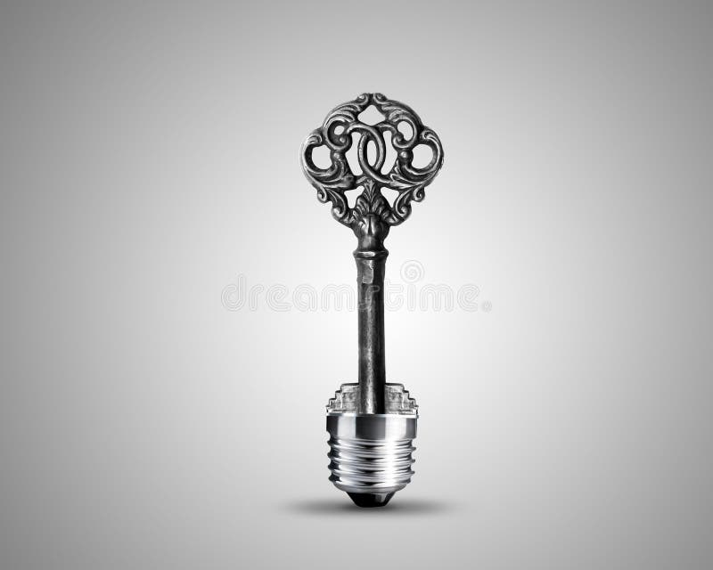Old key in light bulb stock photo. Image of home, lightbulb - 24706706