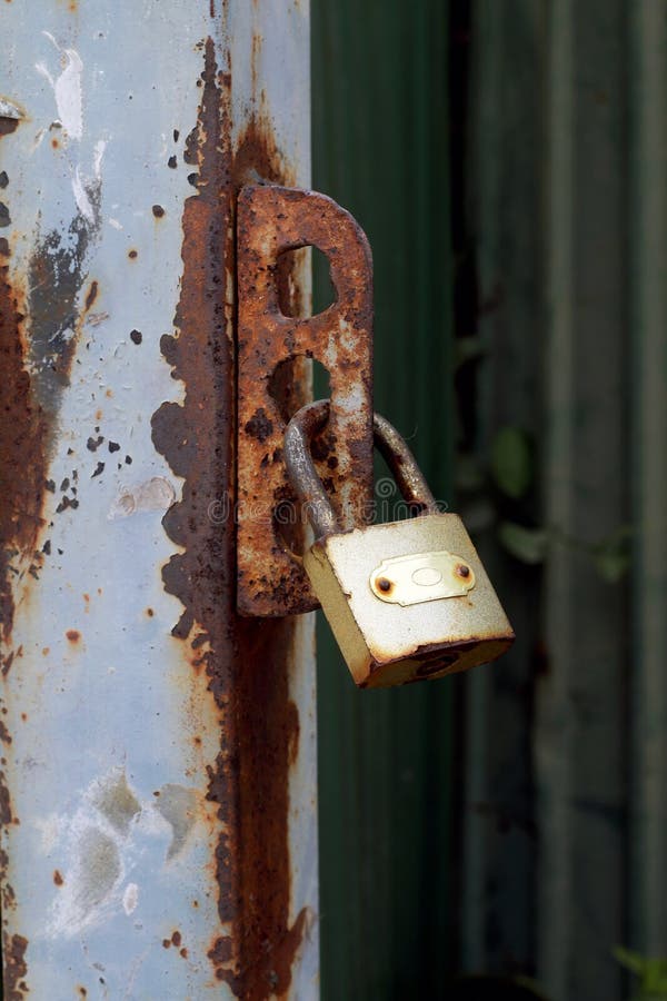 Old Key Lock on the Metal Fence Stock Photo - Image of keyhole, closeup ...