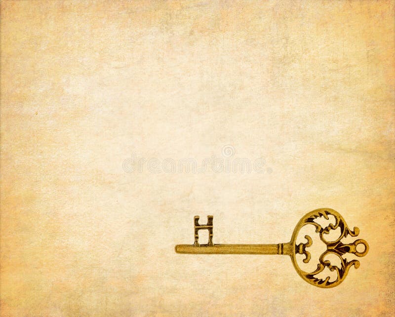 Old Key on the Old Textured Paper Stock Image - Image of closeup ...